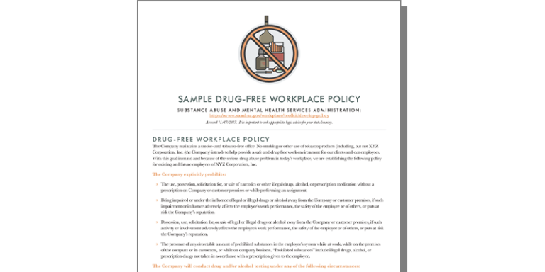Sample Drug-Free Workplace Policy
