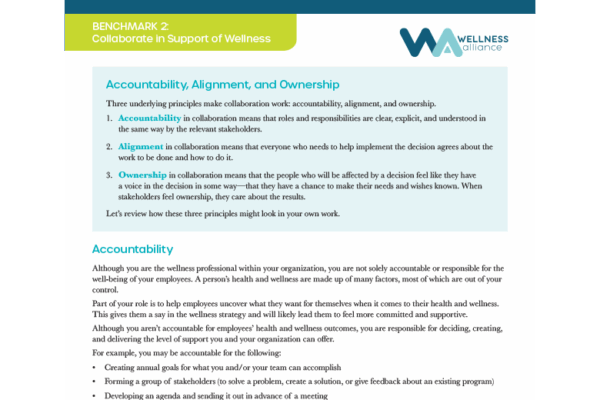 Accountability, Alignment, and Ownership - Wellness Alliance
