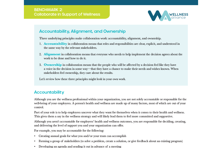 Accountability, Alignment, and Ownership - Wellness Alliance